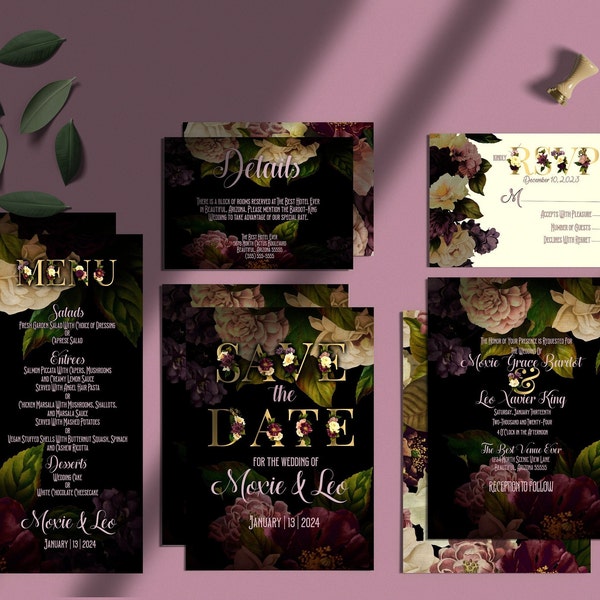 Dark Wedding Invitations - Etsy
