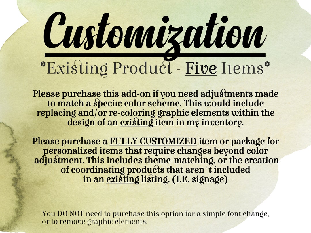 Customization of EXISTING FIVE ITEM Package From Inventory - Etsy