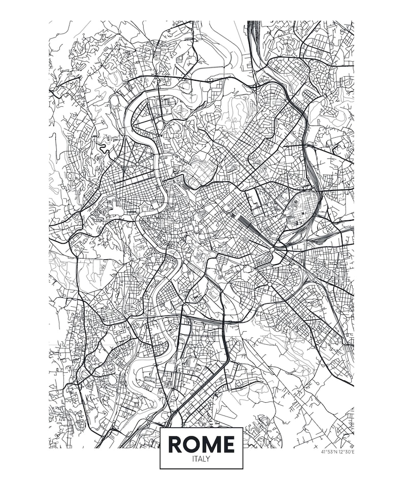 Rome Svg,png,cdr,ai,eps, Rome Map, Rome Art, Street Network Rome, Rome ...