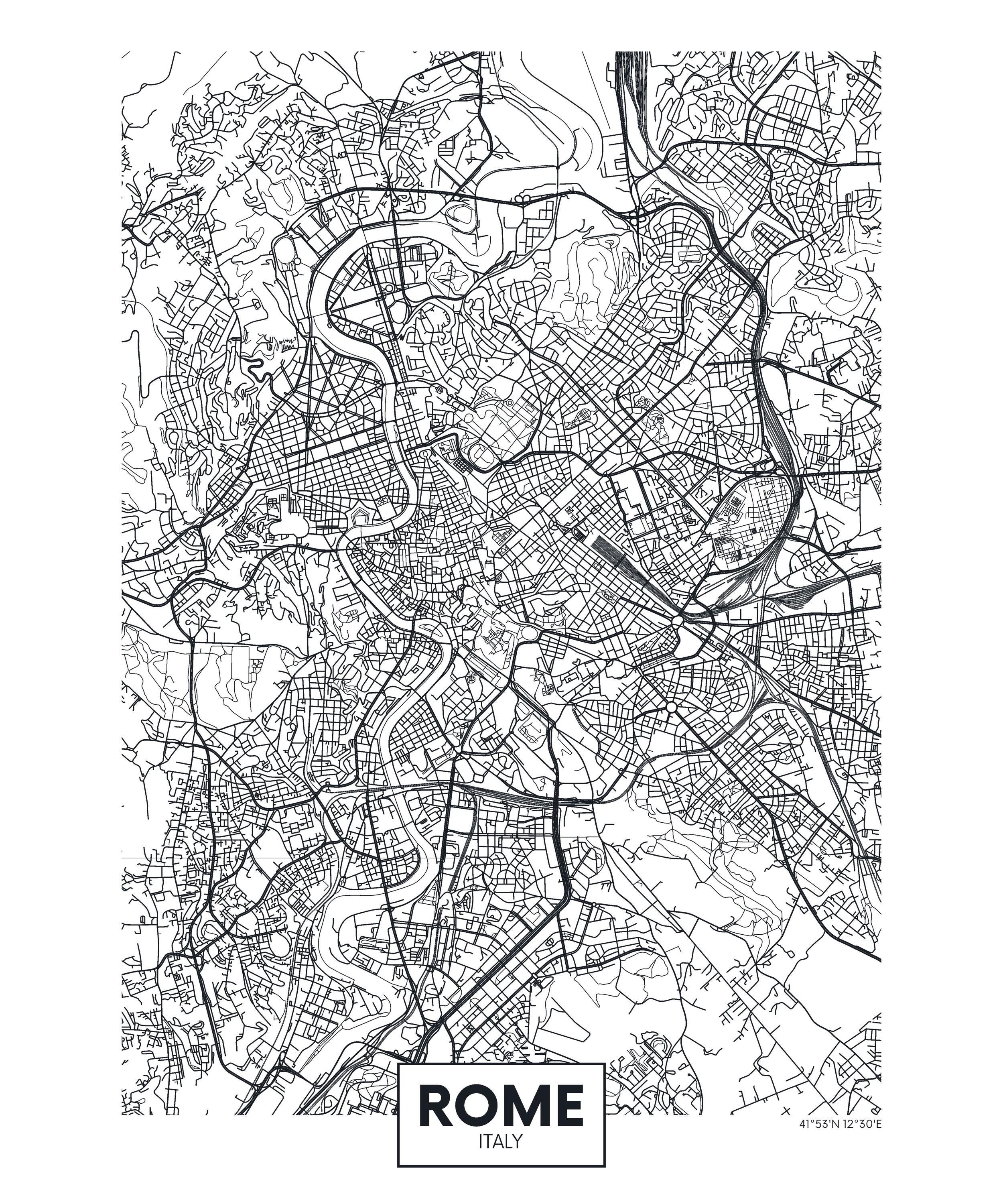 Rome Svg,png,cdr,ai,eps, Rome Map, Rome Art, Street Network Rome, Rome ...