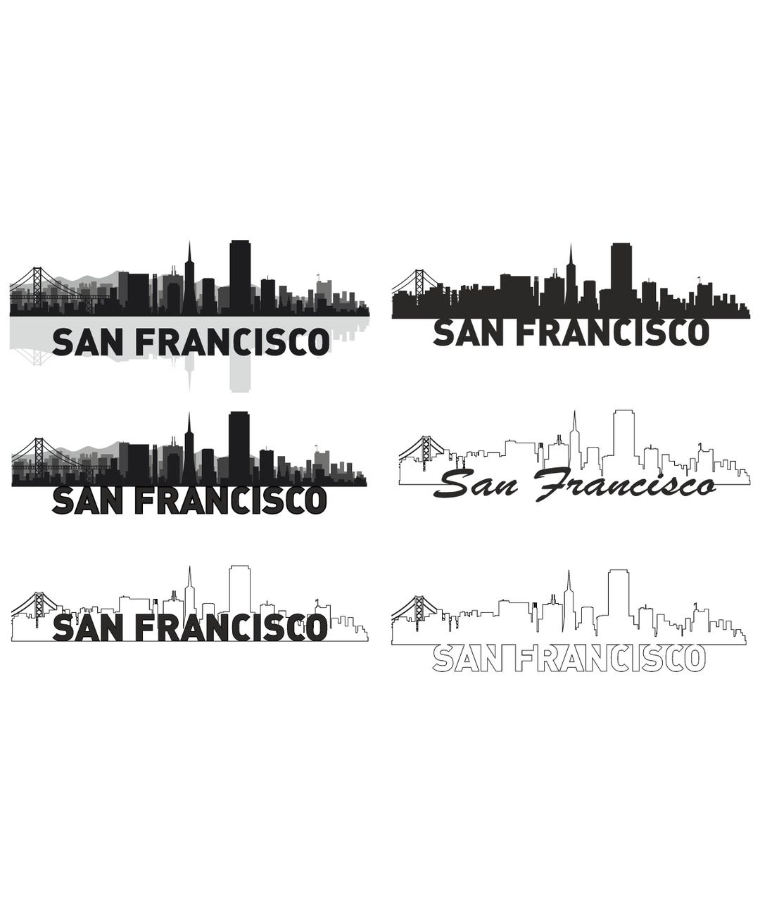 San Francisco Skyline SVG, San Francisco Skyline, San Francisco SVG ...