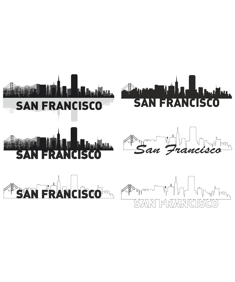 San Francisco Skyline SVG, San Francisco Skyline, San Francisco SVG ...
