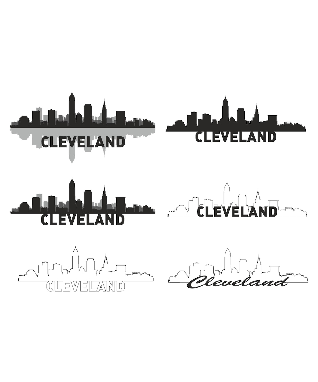 Cleveland Skyline SVG, Cleveland SVG, Cleveland Skyline Silhouette, Png ...
