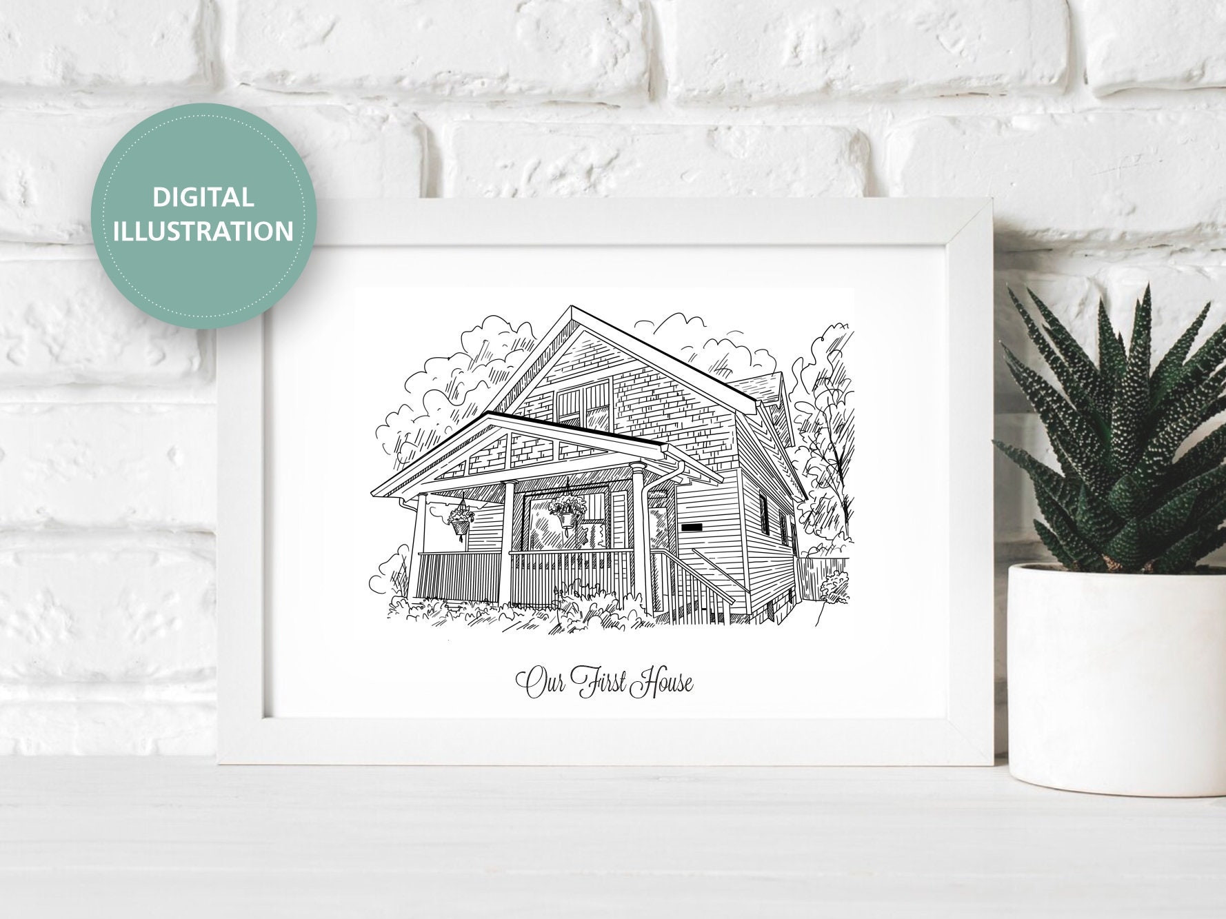 Custom House Portrait, Line Drawing Home Portrait, Custom Digital Home ...