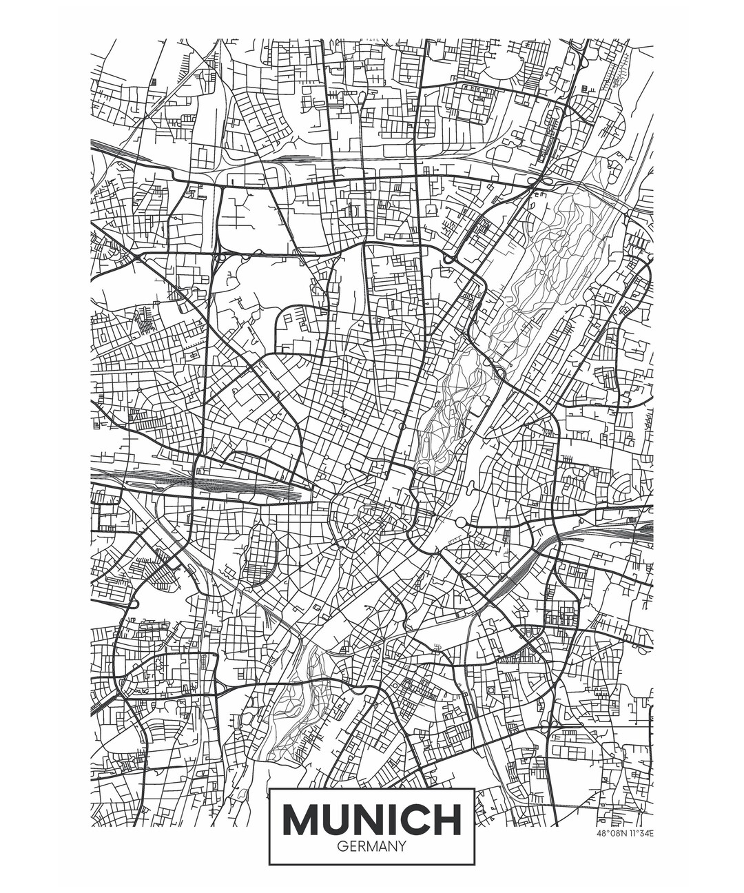 Munich Svg,png,cdr,ai,eps,dxf, Munich Map, Munich Art, Street Network ...