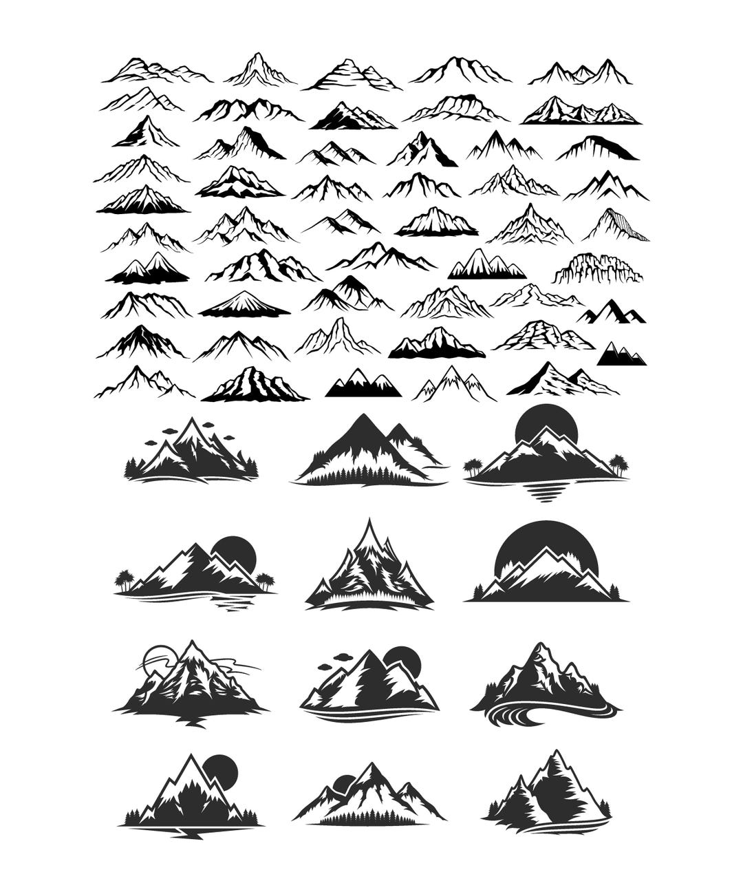 Berg SVG, Berge Clipart, Berg Cut Files, Berg Silhouette, Bergkette SVG ...