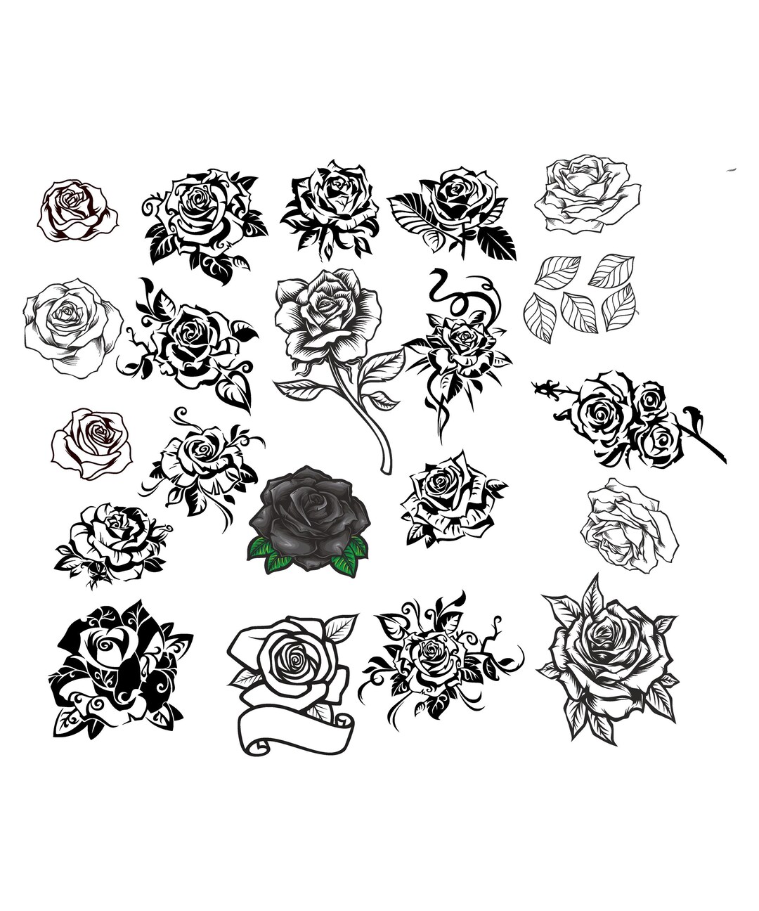 Black Rose Svg, Rose Svg, Rose Clip Art, Rose Silhouette, Rose Vector ...