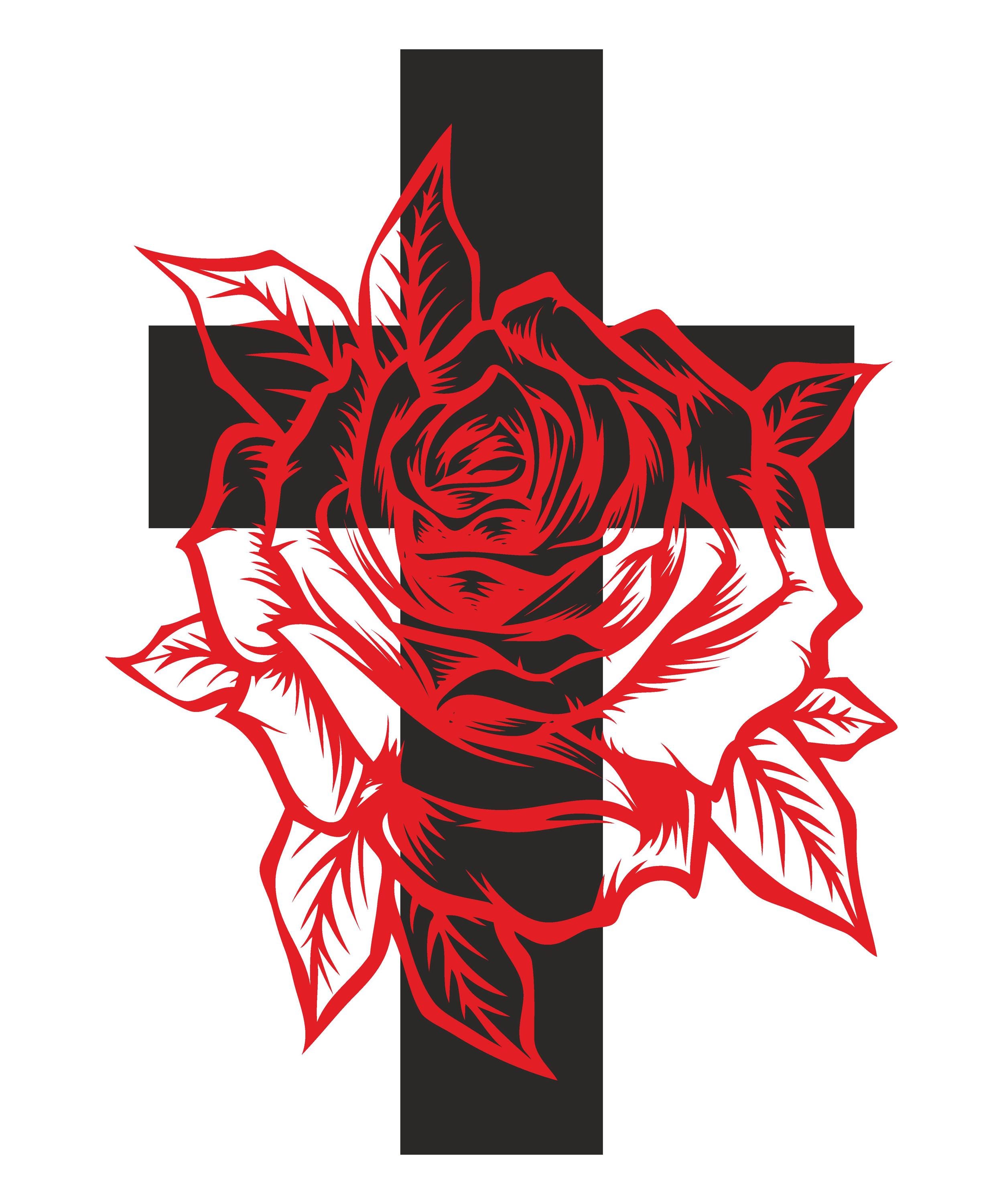 Cross With Rose SVG, Cross and Rose Svg, Rose Svg, Religious Vector ...
