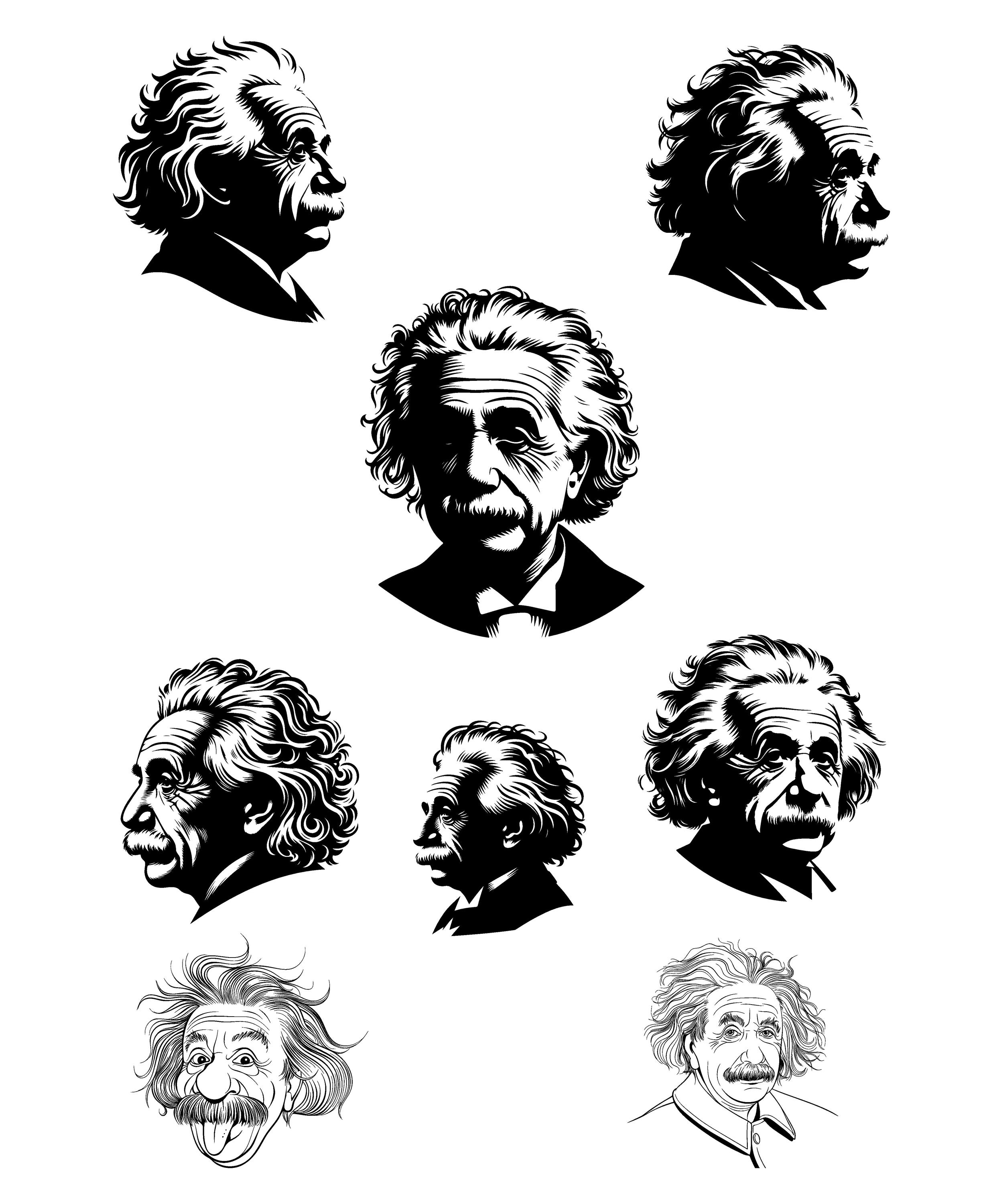 Albert Einstein Svg, Albert Einstein Silhouette, Albert Einstein Cut File, Albert Einstein ...