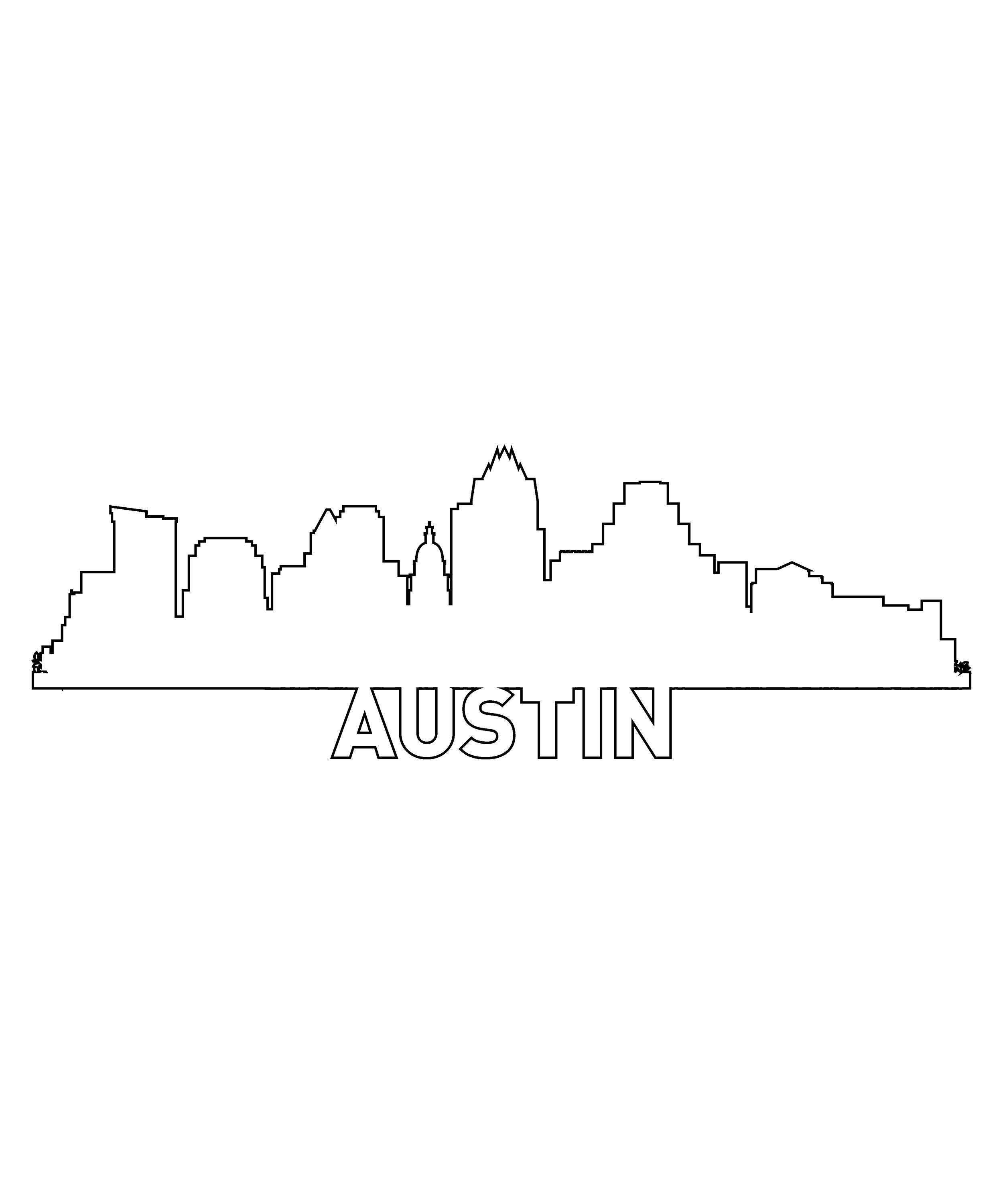 Austin Skyline SVG, Texas Silhouette, Texas Png, Austin Texas Vector ...