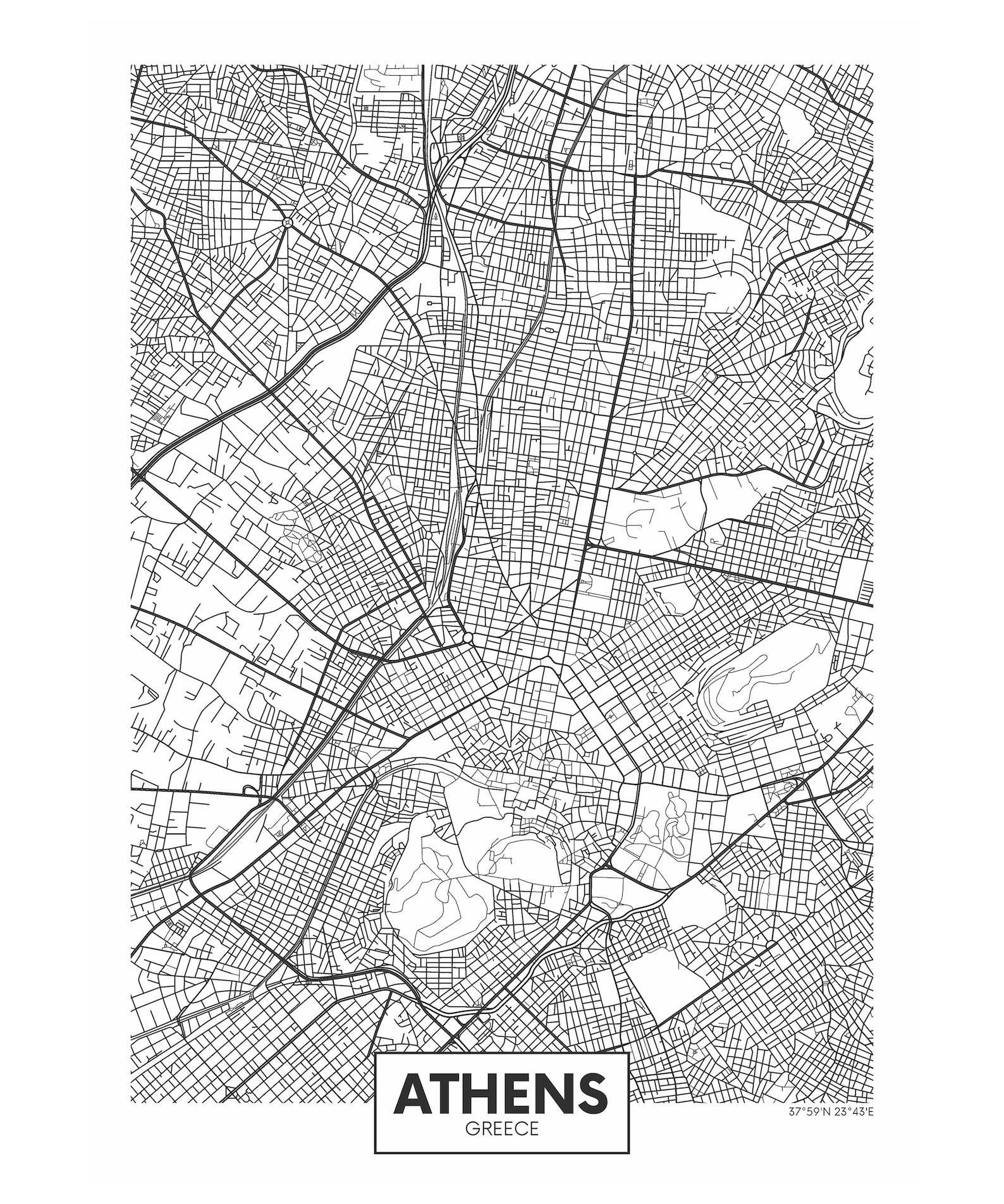 Athens Svg,png,cdr,ai,eps,dxf, Athens Map, Athens Art, Street Network ...