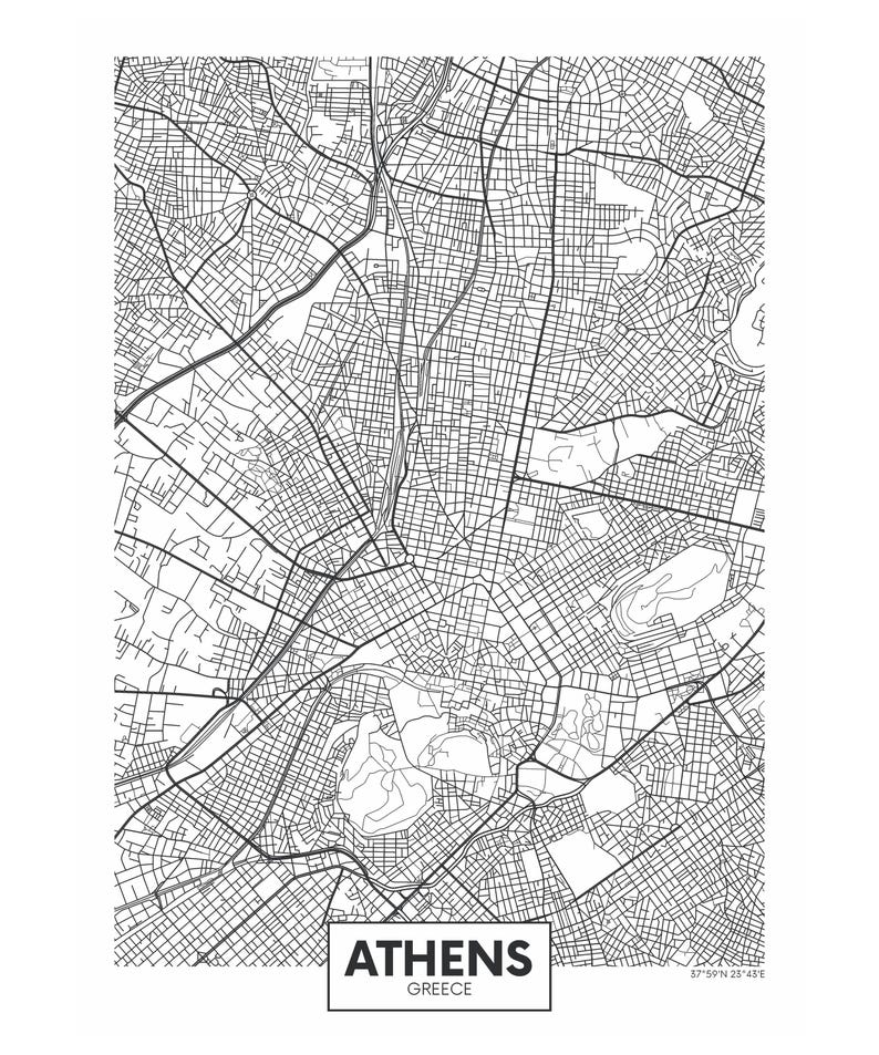 Athens Svg,png,cdr,ai,eps,dxf, Athens Map, Athens Art, Street Network ...