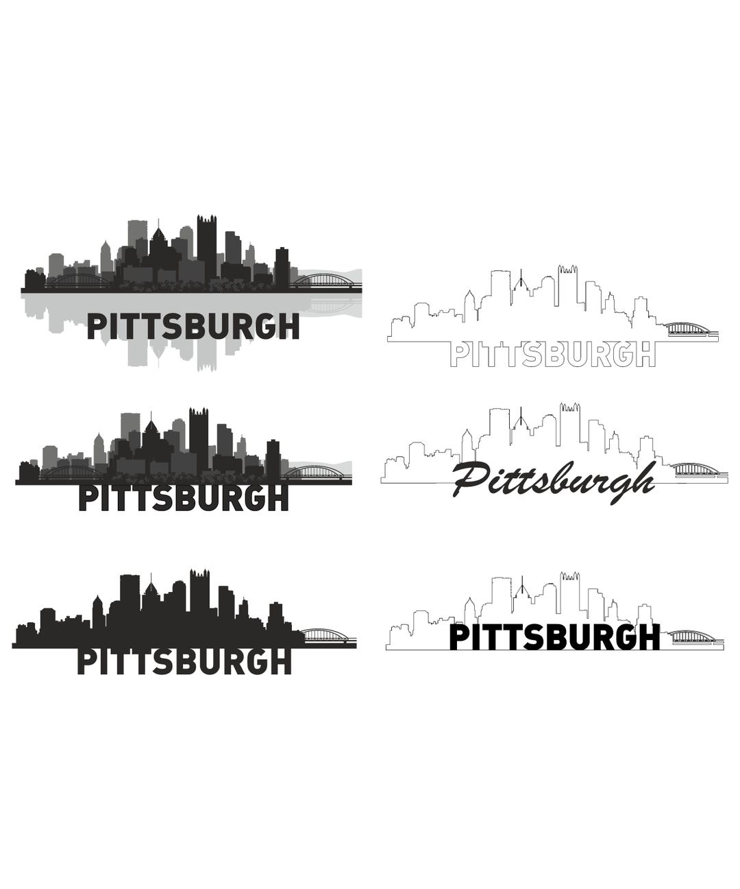 Pittsburgh Skyline SVG, Pittsburgh SVG, Pittsburgh PNG, Pittsburgh ...