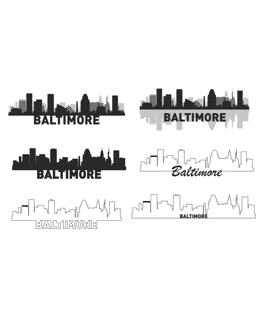 Baltimore Skyline SVG, Baltimore PNG, Baltimore Vector, Baltimore ...