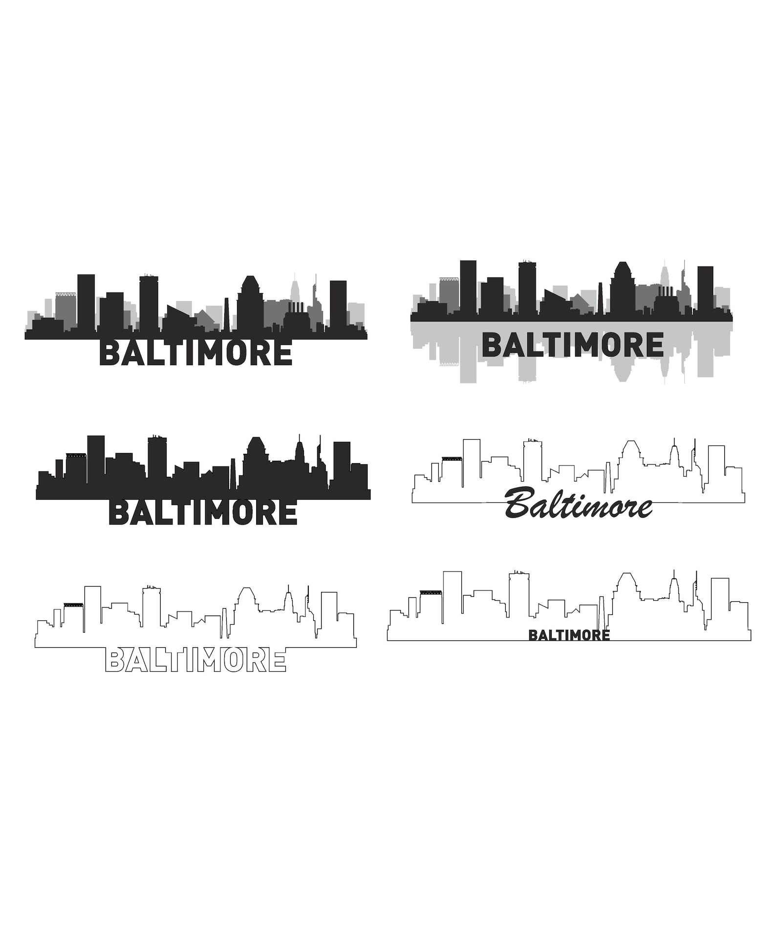 Baltimore Skyline SVG, Baltimore PNG, Baltimore Vector, Baltimore ...