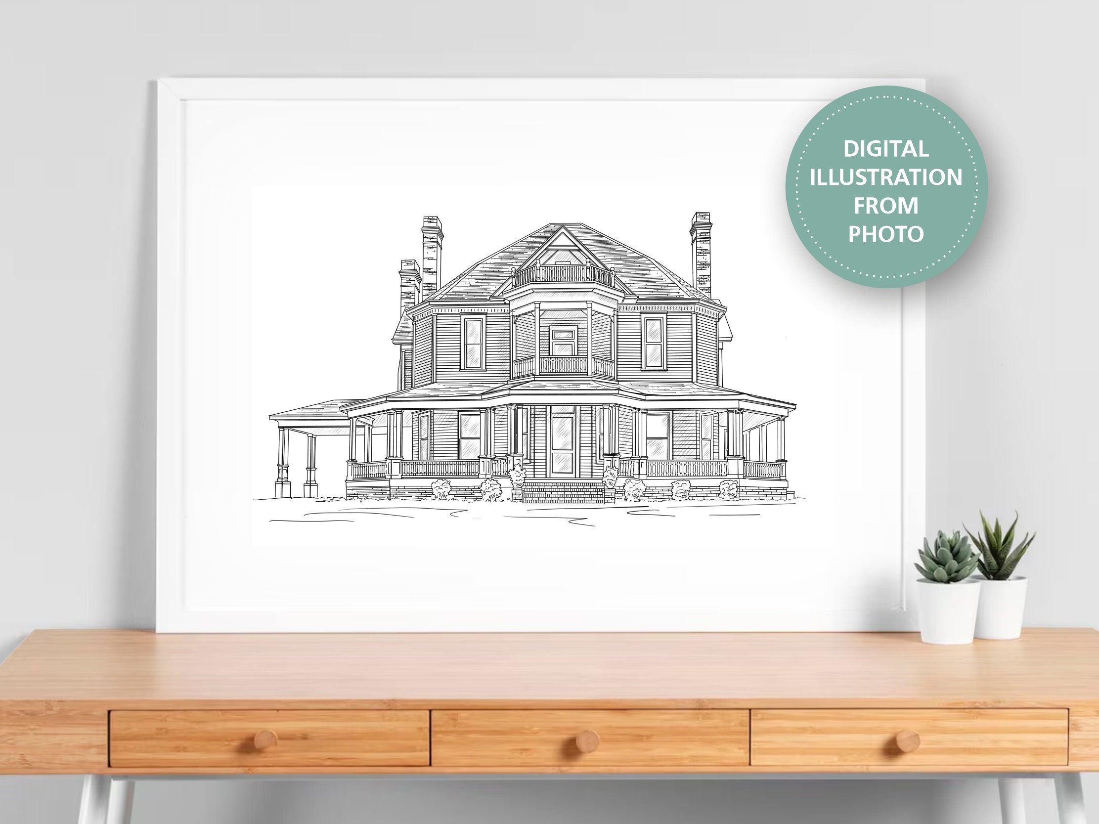Custom House Portrait, Line Drawing Home Portrait, Custom Digital Home ...