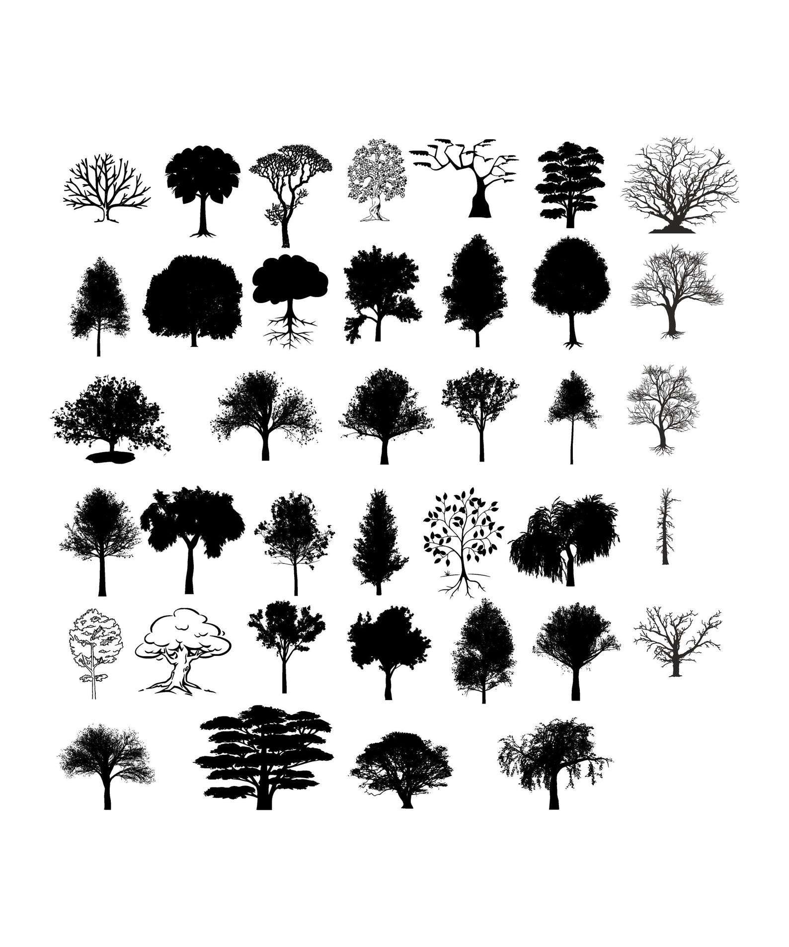 Tree Silhouette Svg, Forest Silhouette, Pine Tree Cut File, Tree Vector ...