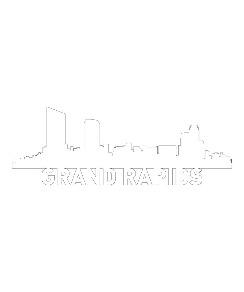 Grand Rapids Michigan City Skyline Silhouette, Grand Rapids Svg, GRAND ...