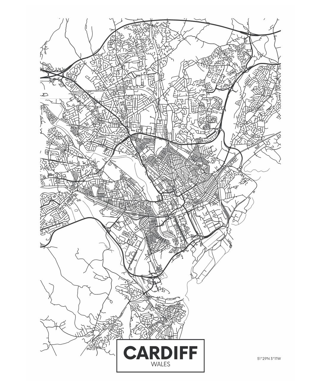 Cardiff Svg,png,cdr,ai,eps,dxf, Cardiff Map, Cardiff Art, Street ...