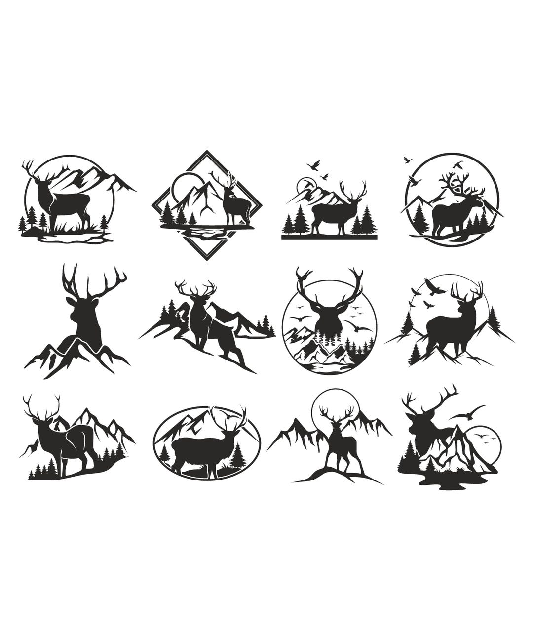 Deers and Mountains SVG, Deer Svg,adventure Svg,wildlife SVG, Forest ...