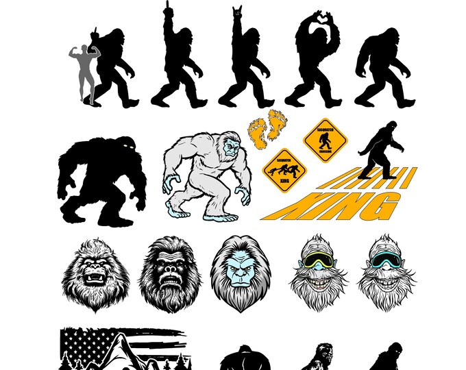 Bigfoot SVG, Yeti Clipart, Sasquatch Mountain Scene (digital Download ...