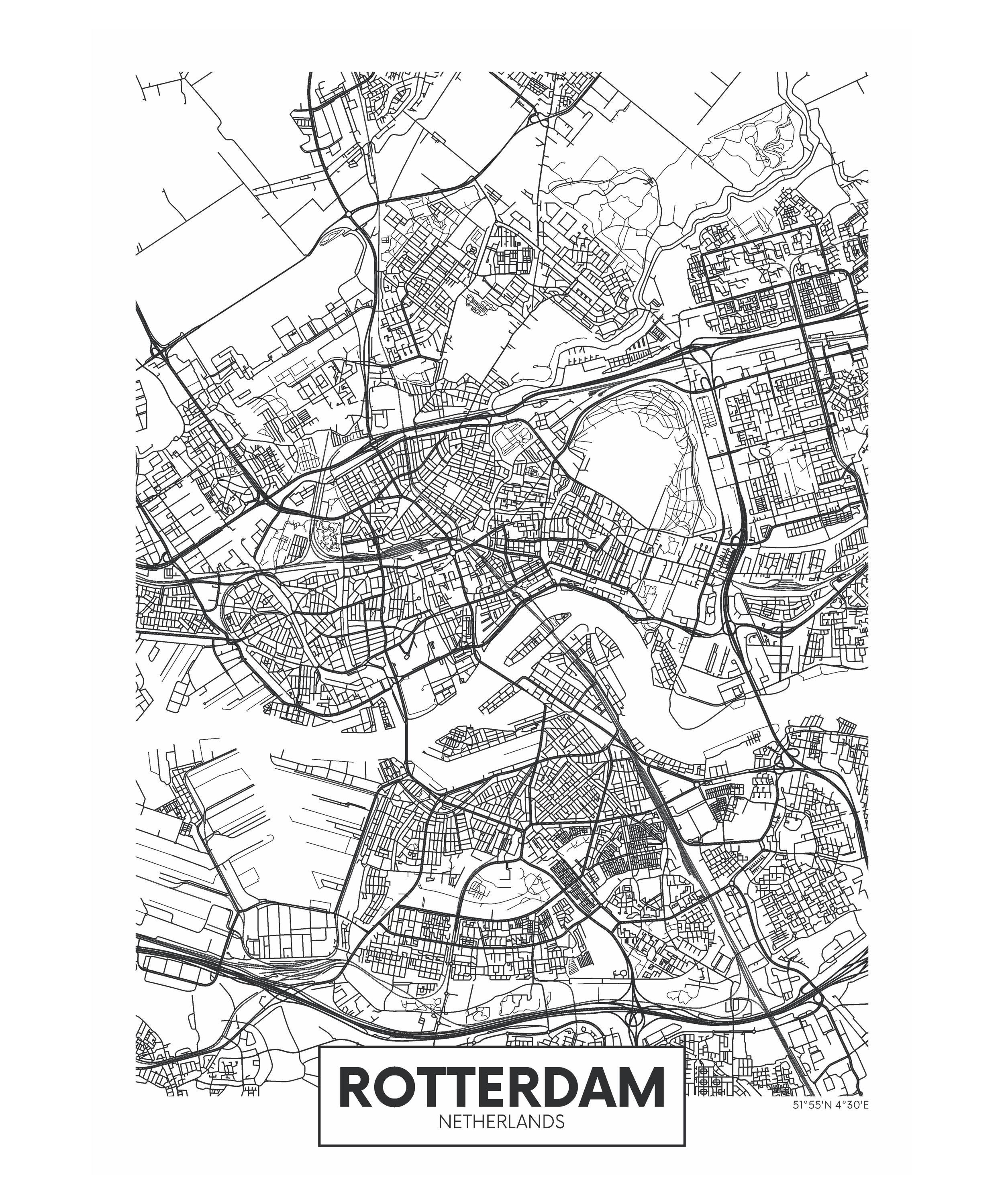 Rotterdam Svg,png,cdr,ai,eps,dxf,rotterdam Map,rotterdam,street Network ...