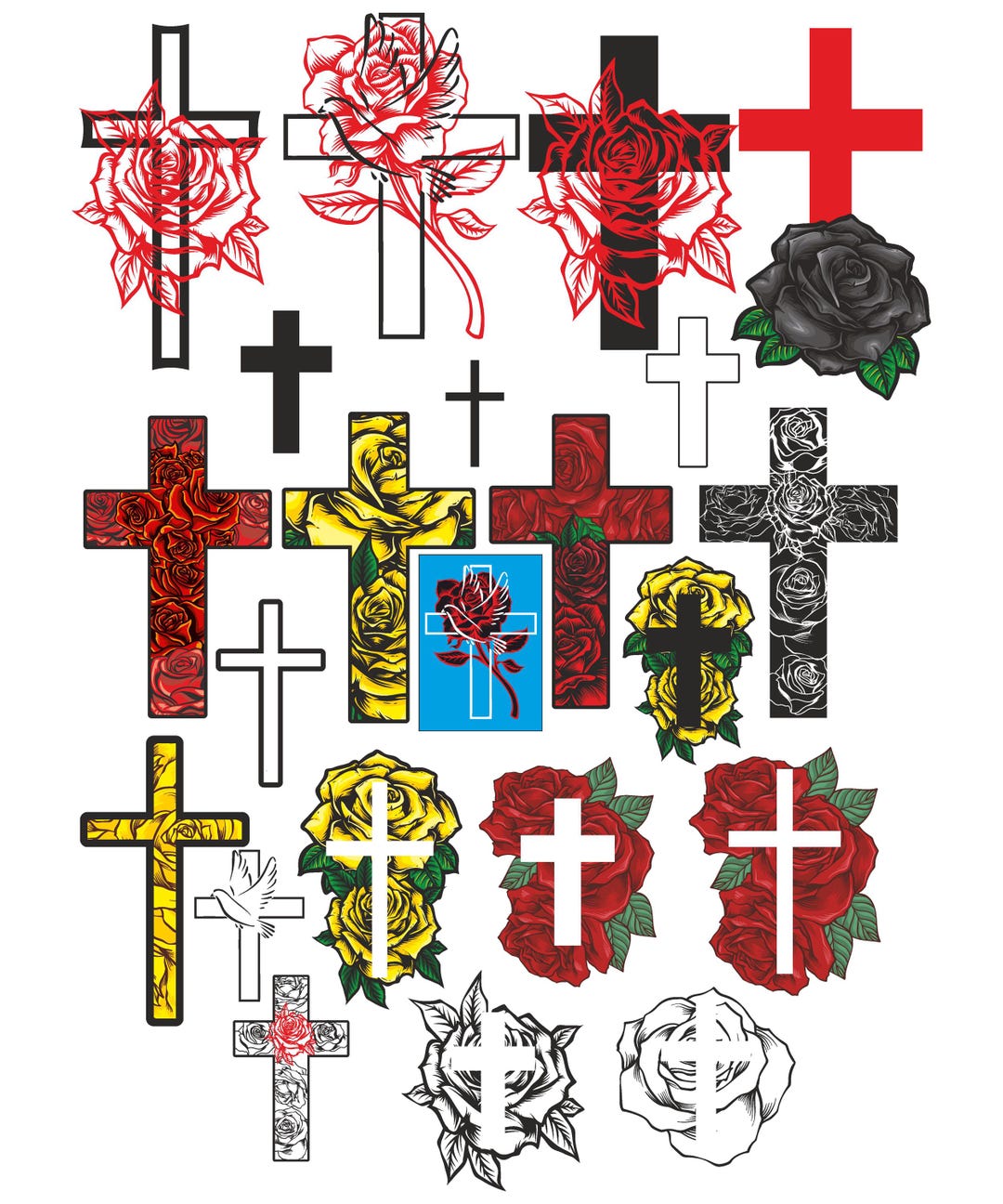 Cross With Rose SVG, Cross and Rose Svg, Rose Svg, Religious Vector ...