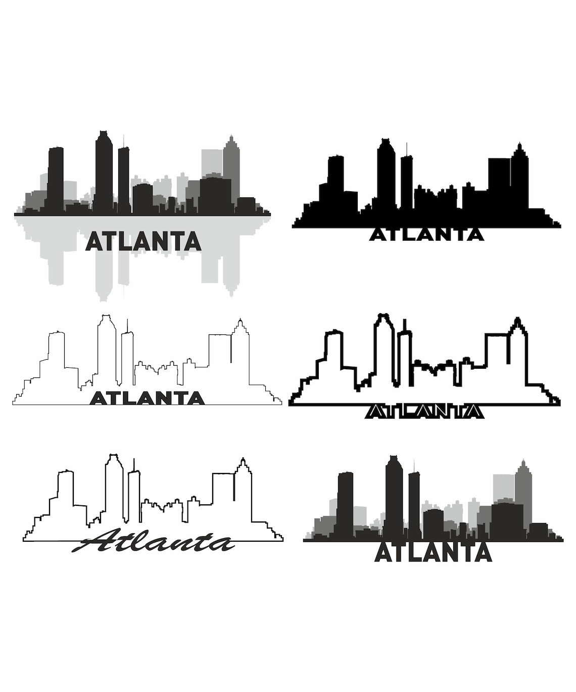 Atlanta Skyline Svg, ATLANTA Silhouette SVG, Atlanta Svg, Georgia ...