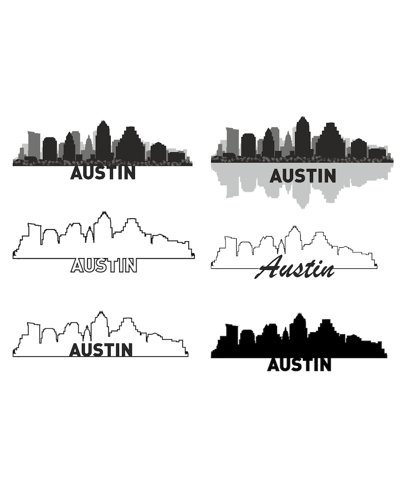 Austin Skyline SVG, Texas Silhouette, Texas Png, Austin Texas Vector ...