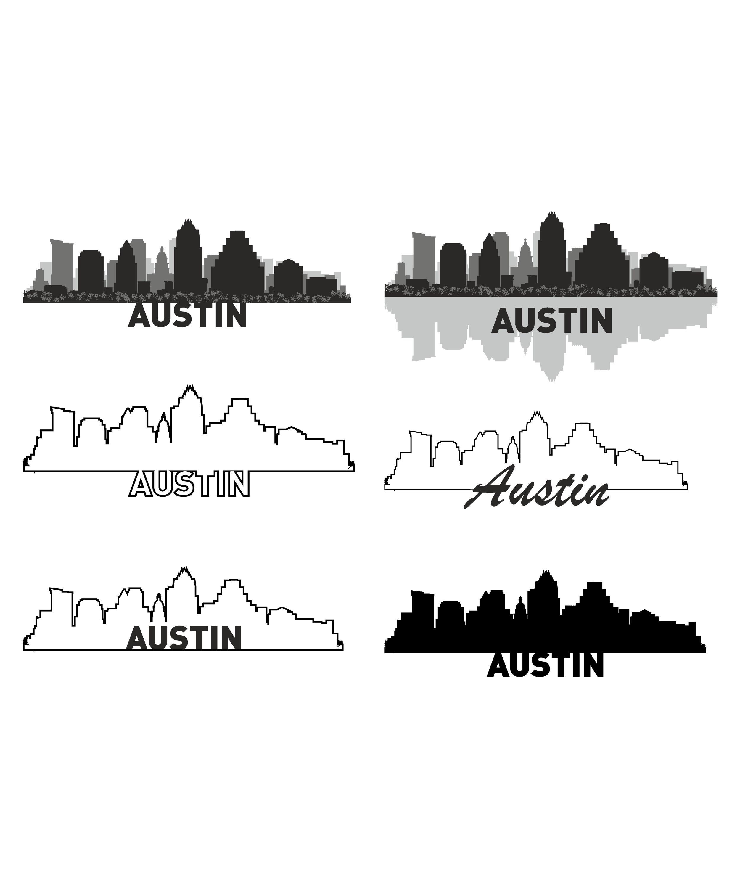 Austin Skyline SVG, Texas Silhouette, Texas Png, Austin Texas Vector ...