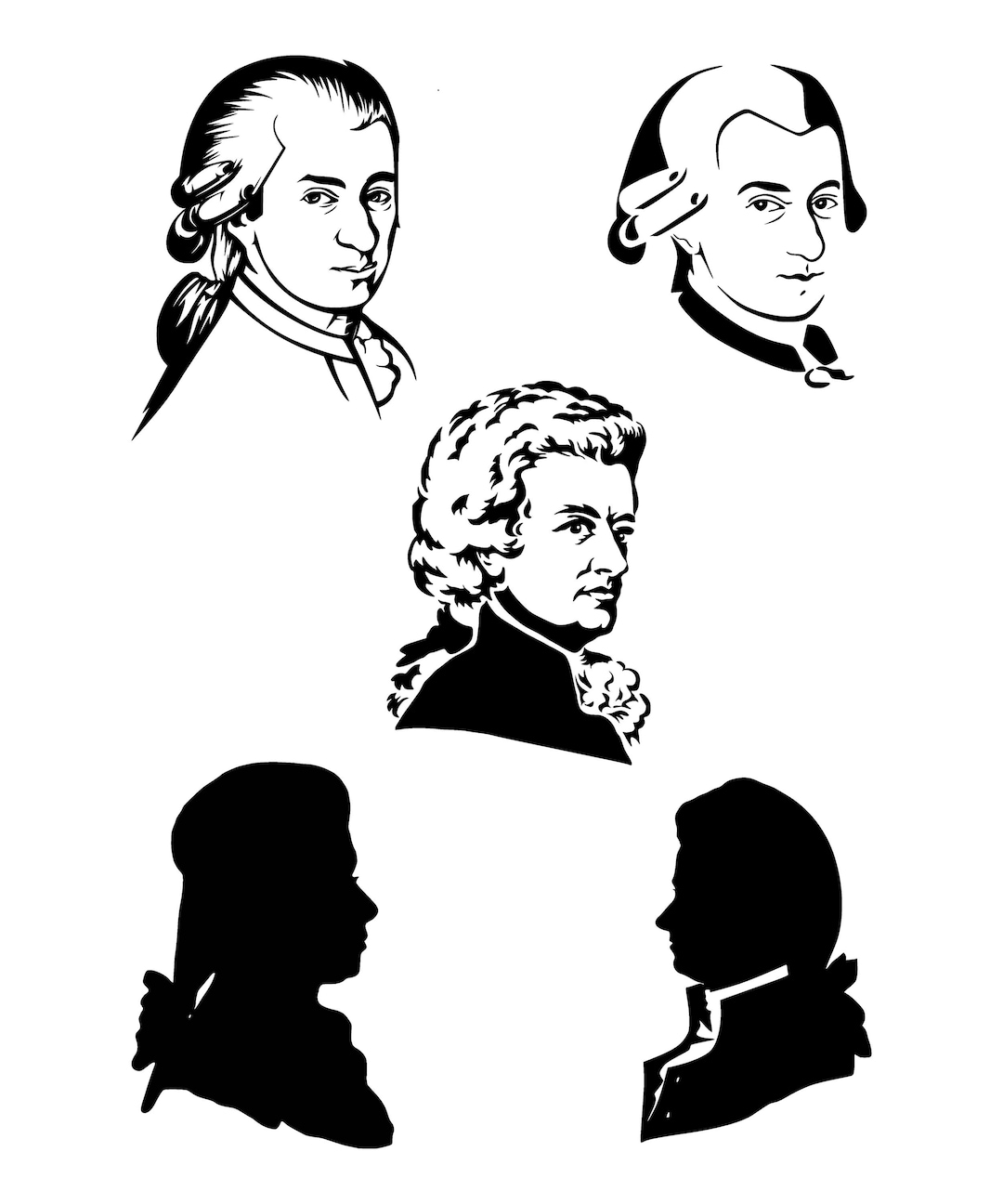 Amadeus Mozart Svg, Mozart Silhouette, Mozart Clipart, Mozart Svg ...