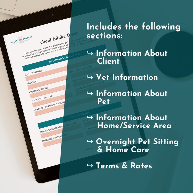 Editable Pet Care Business Client Intake Forms, Customizable Pet Sitter ...