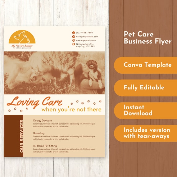 Editable Pet Care Business Flyer Customizable Pet Sitter - Etsy