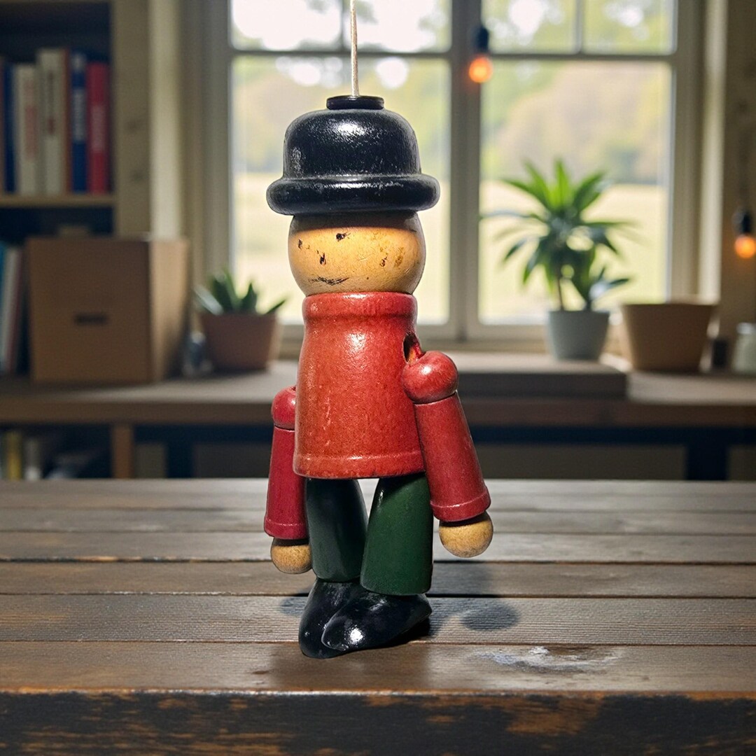1930s–40s Wooden Jointed Folk Figure Ornament • European Folk Art ...