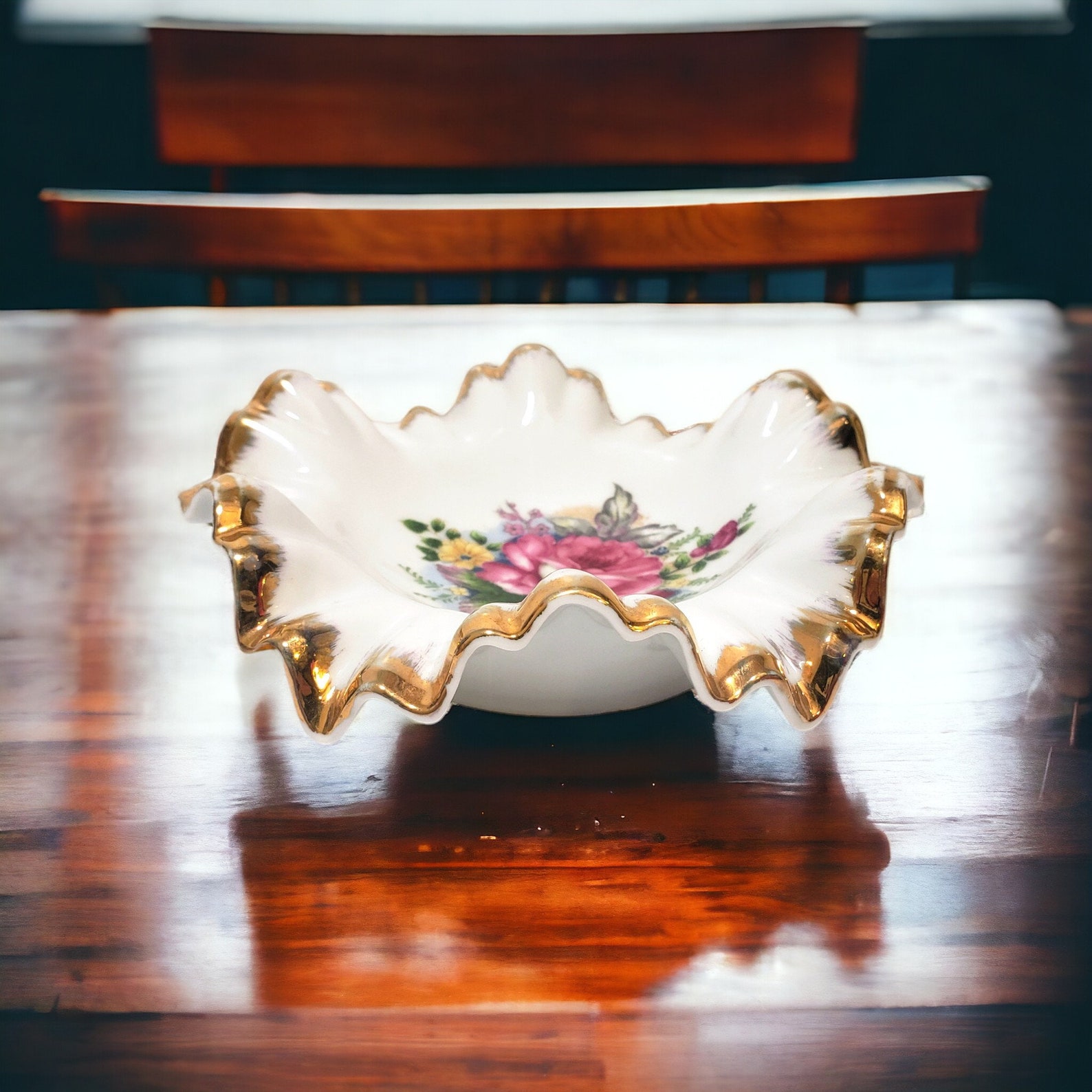Vintage 6" Original Napco China Hand Painted Ruffled Edge Bowl ...