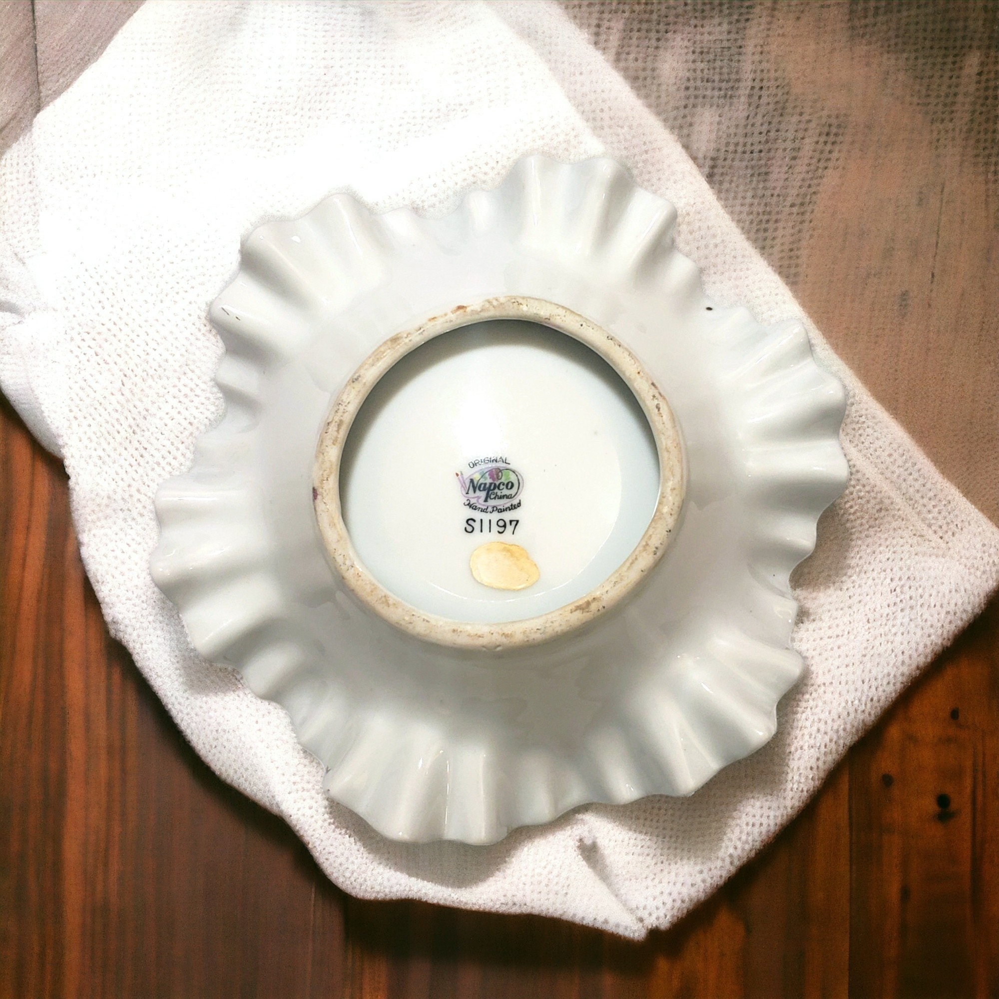 Vintage 6" Original Napco China Hand Painted Ruffled Edge Bowl ...