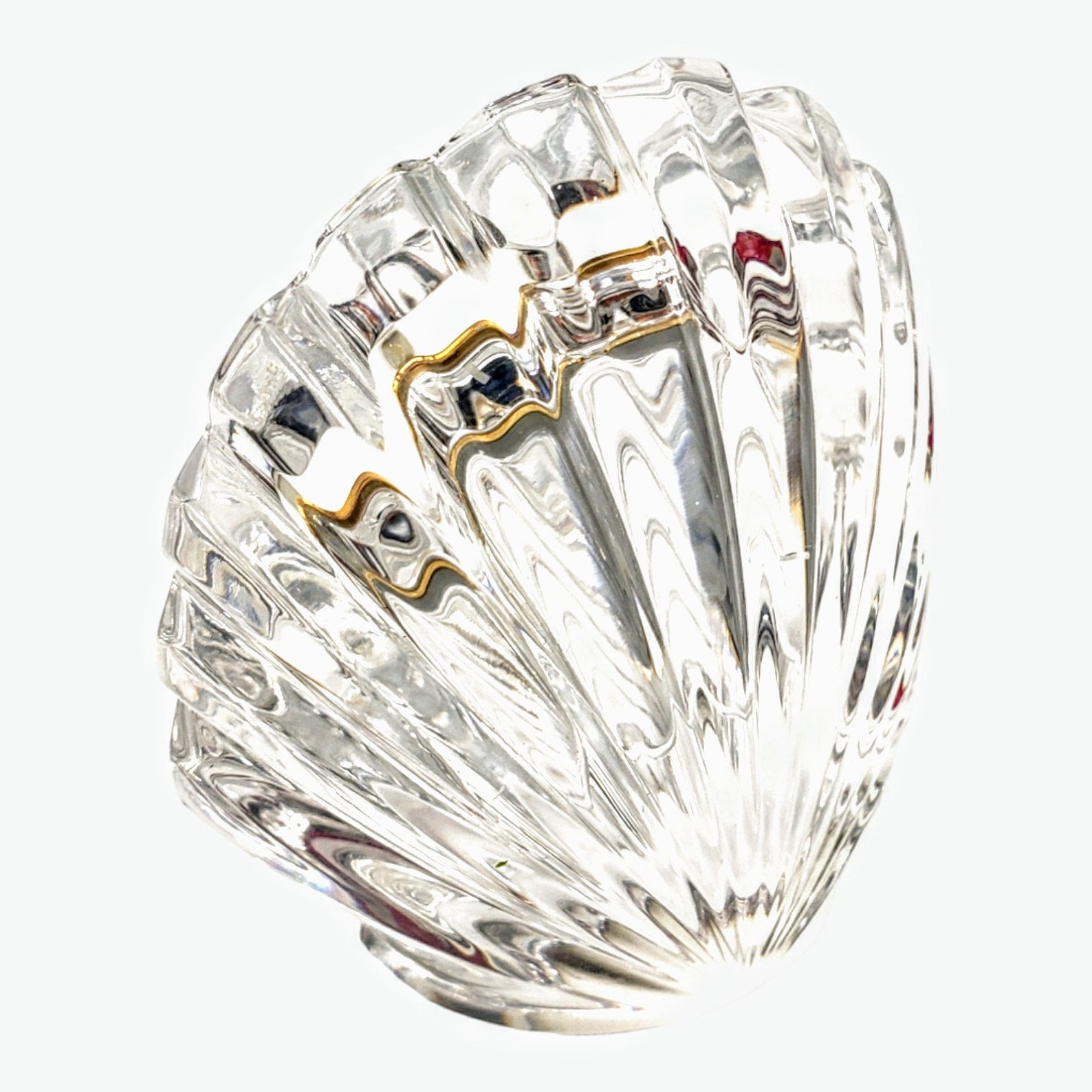 Vintage Full Lead Crystal Quartz Shell Clock Paperweight by - Etsy