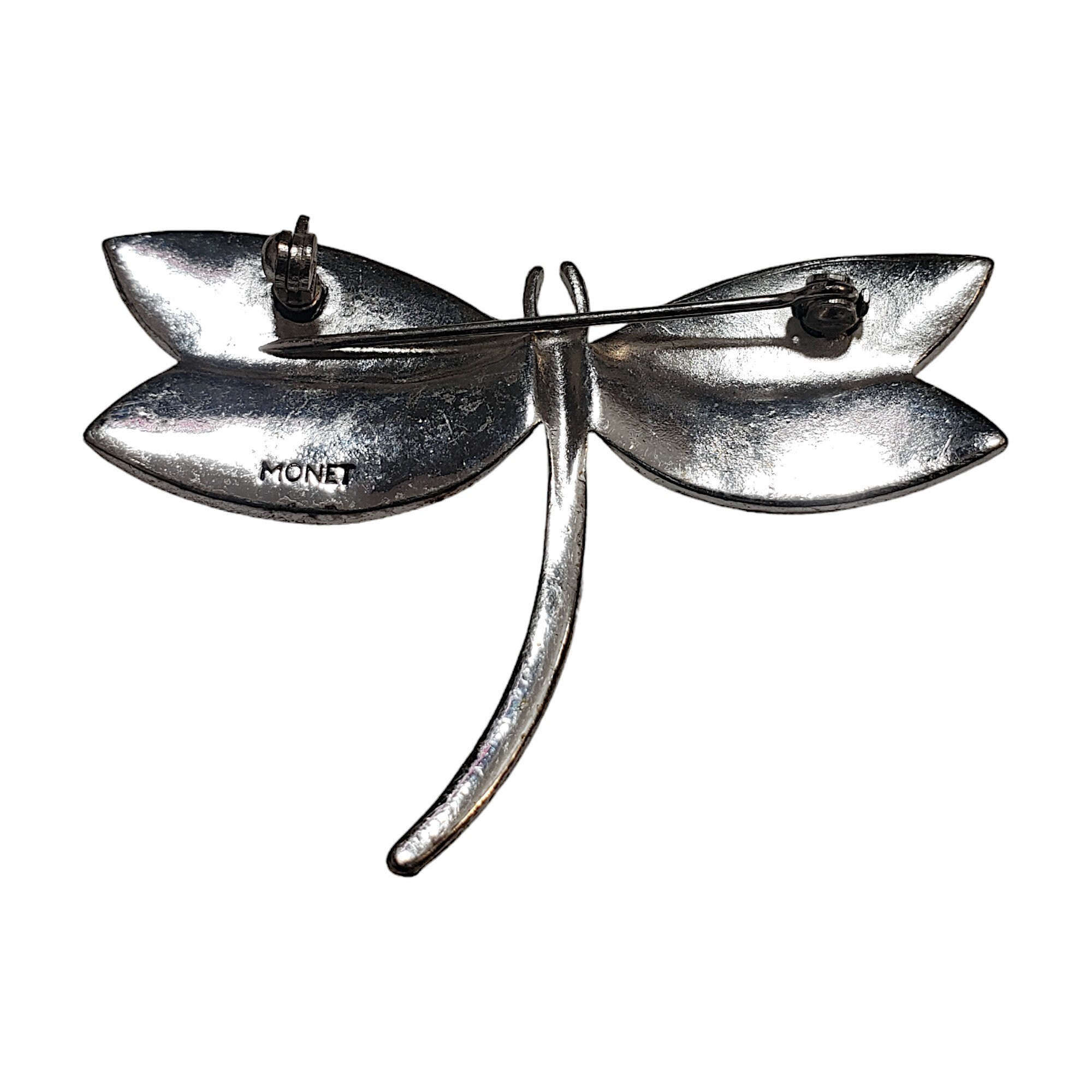 Rare Vintage 1940s Authentic Monet Silvertone Dragonfly Brooch Designer ...