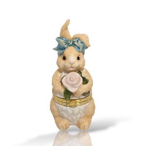Vintage Ceramic Bunny Rabbit Trinket Box W/hinged Lid Gold Trim, Easter ...