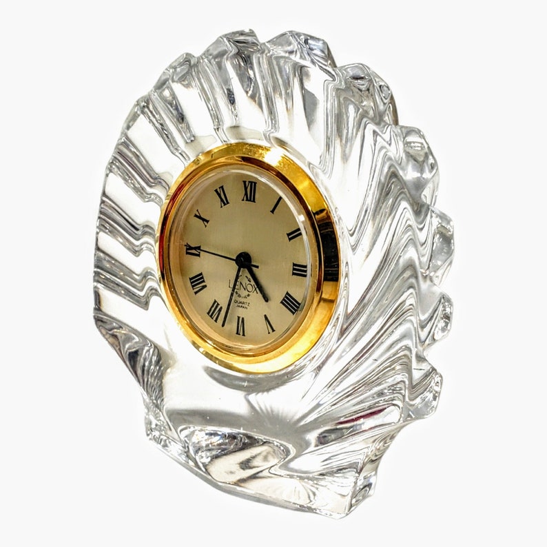 Vintage Full Lead Crystal Quartz Shell Clock Paperweight by - Etsy