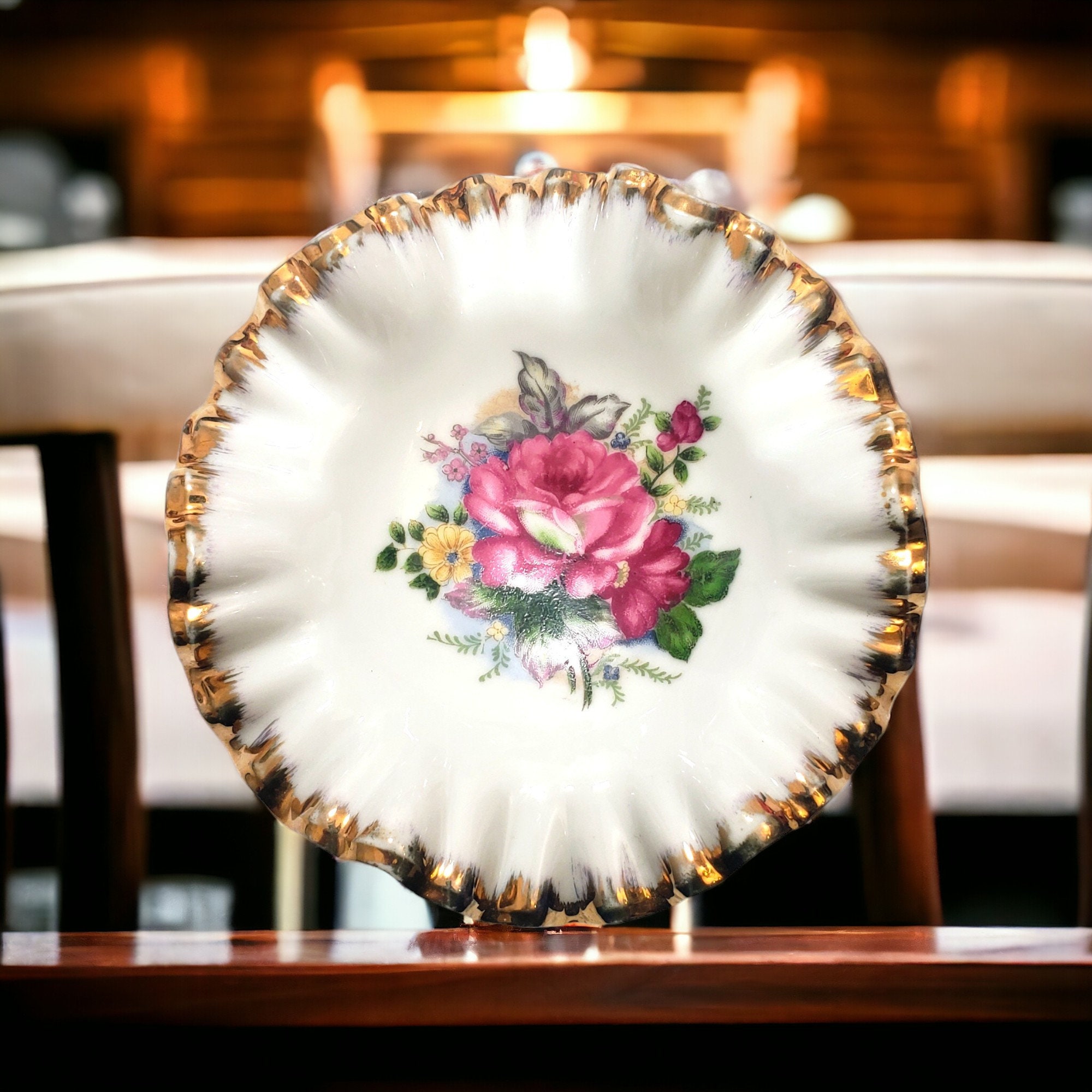 Vintage 6" Original Napco China Hand Painted Ruffled Edge Bowl ...