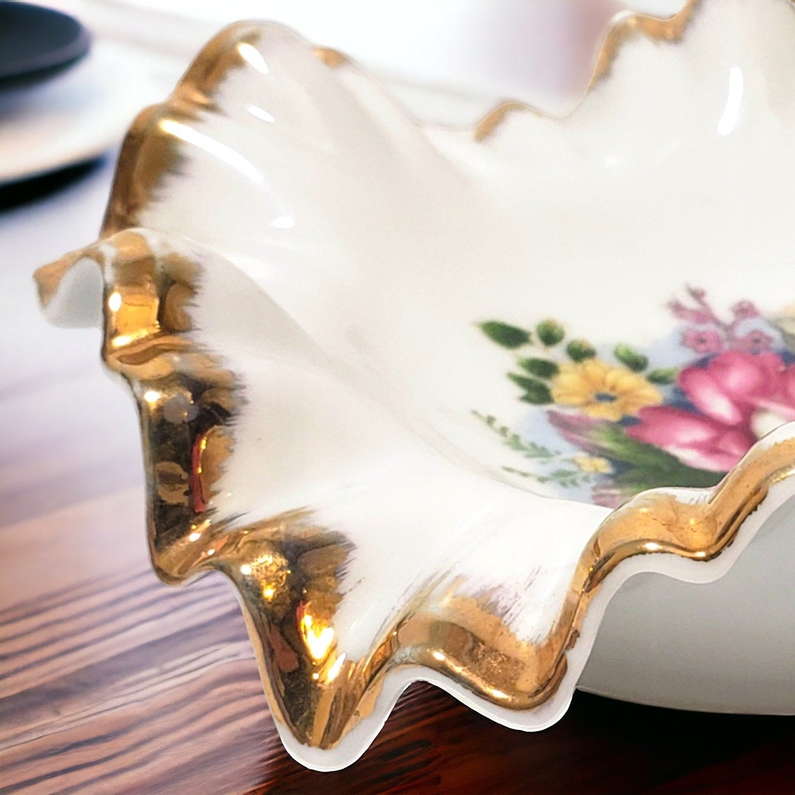 Vintage 6" Original Napco China Hand Painted Ruffled Edge Bowl ...