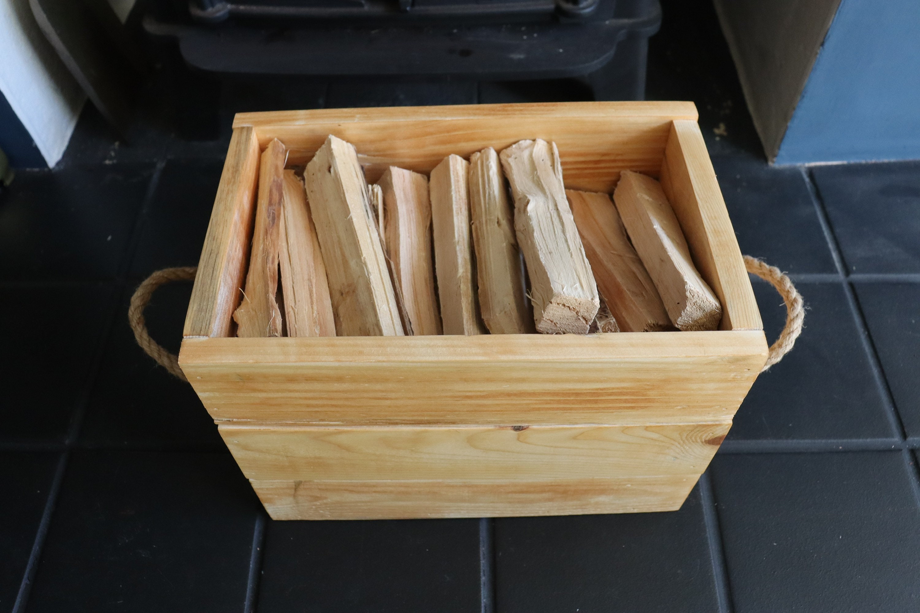 Kindling Box With Rope Handles - Etsy UK