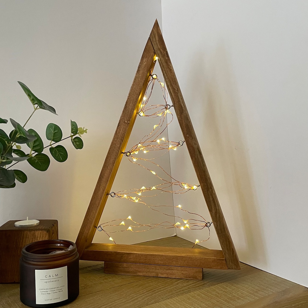 Wooden Christmas Tree With LED Lights - Etsy UK