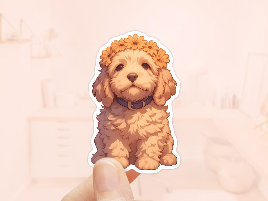 Cute Labradoodle Sticker, Golden Doodle Sticker, Water Bottle Sticker ...
