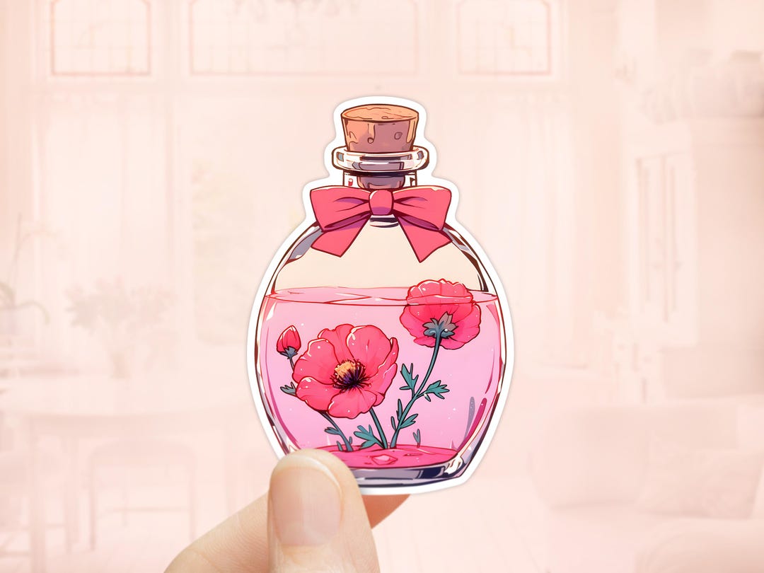 Poppy Flower Potion Sticker, August Birth Flower, Waterproof Vinyl ...