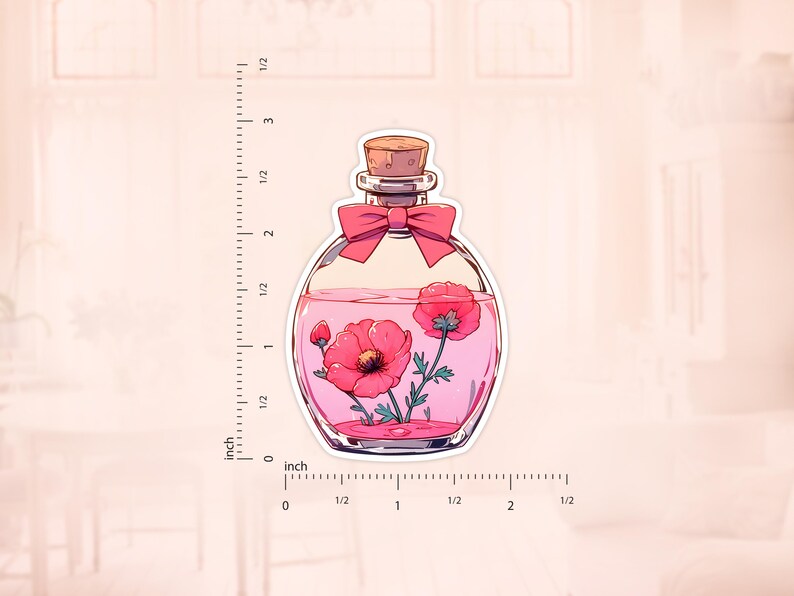 Poppy Flower Potion Sticker, August Birth Flower, Waterproof Vinyl ...