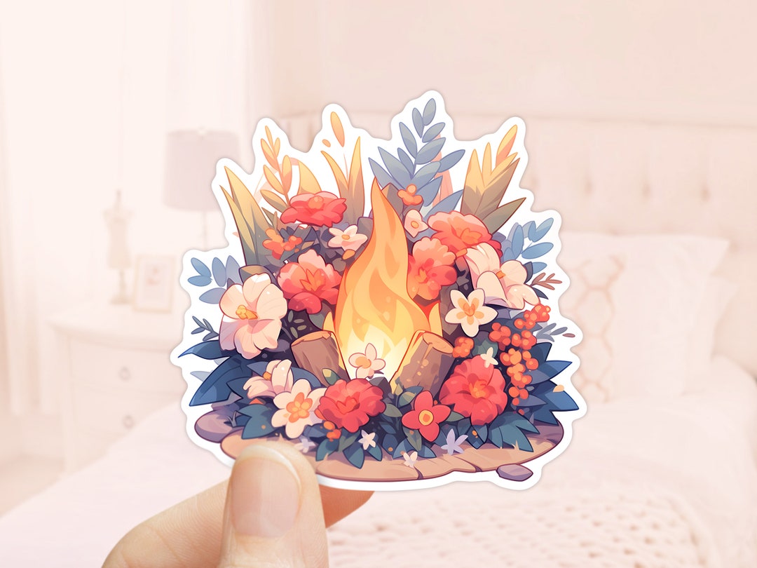 Campfire Sticker, Vinyl Stickers, Water Bottle Stickers, Hiking ...