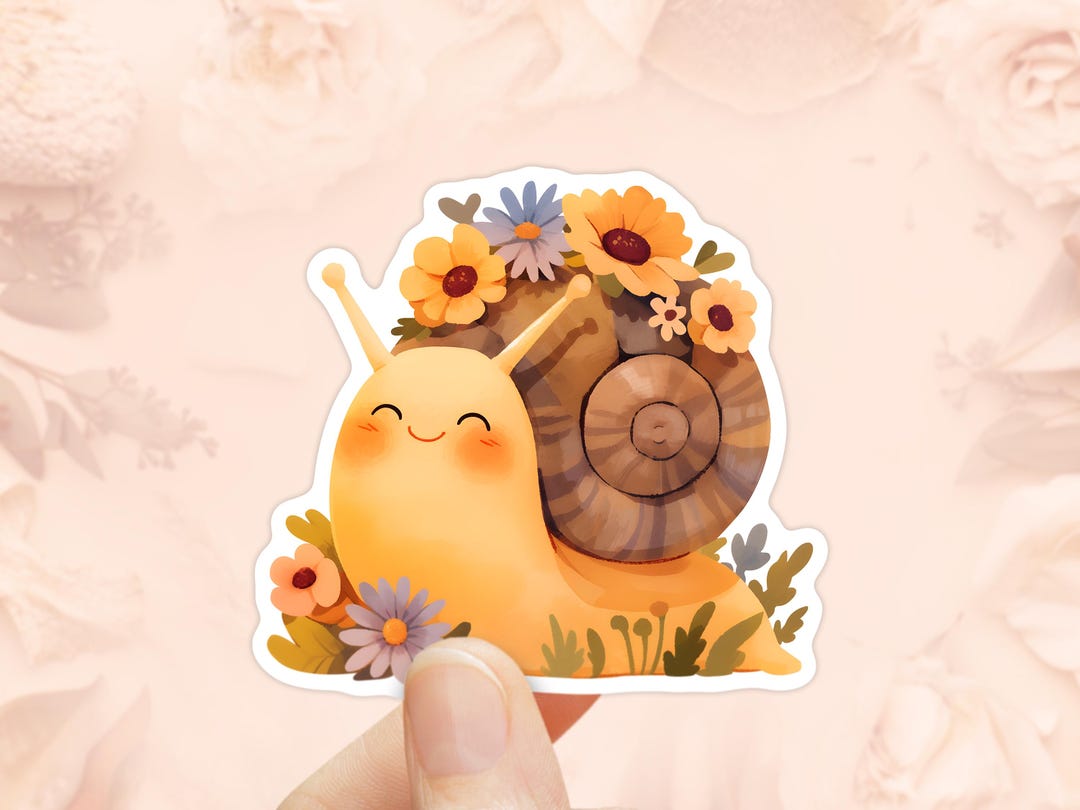 Cute Snail Sticker, Cottage Core Sticker, Waterproof Vinyl, Floral ...