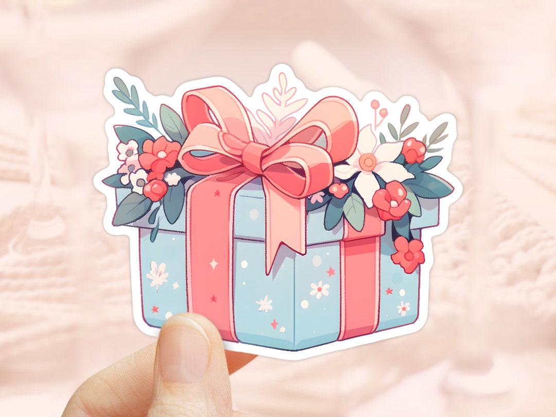 Christmas Box Present Sticker, Christmas Stickers, Christmas Gift ...